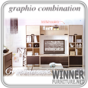 191600050::GRAPHIO-TV180-SET::ตู้ WALL เตี้ย 1 บานเปิด 3 ใบ+ชั้นเสริม 6 ...